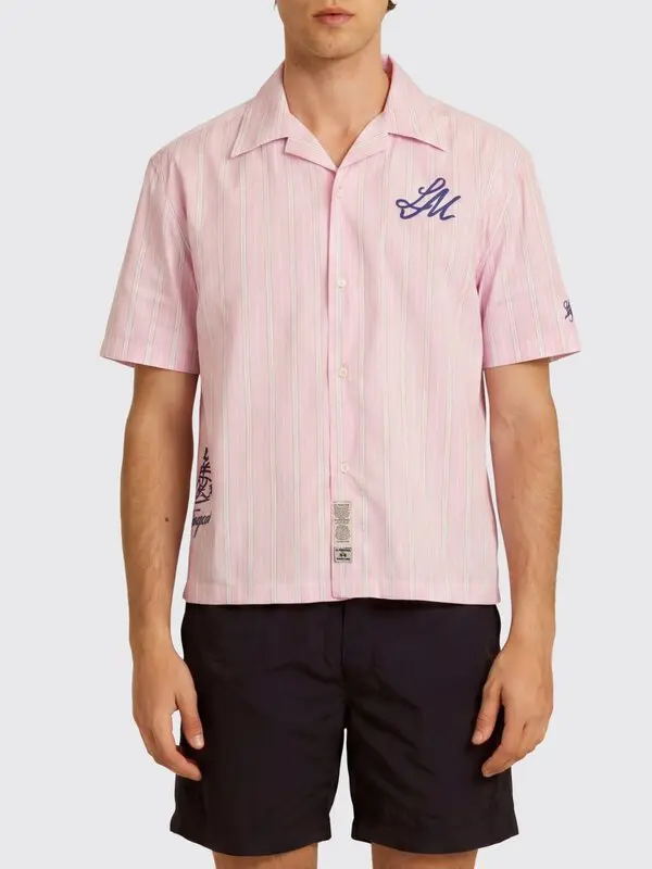 LA MARTINA Striped Relaxed Fit Cotton Shirt With Cuban Collar