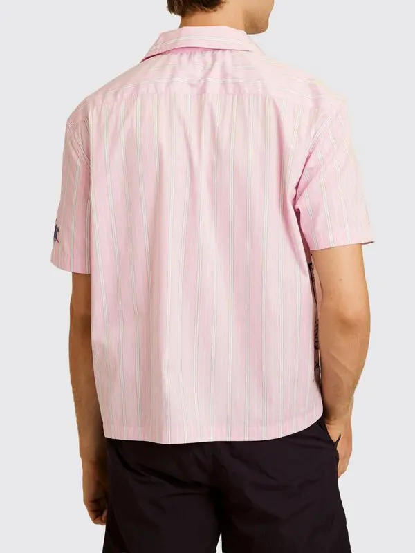 LA MARTINA Striped Relaxed Fit Cotton Shirt With Cuban Collar