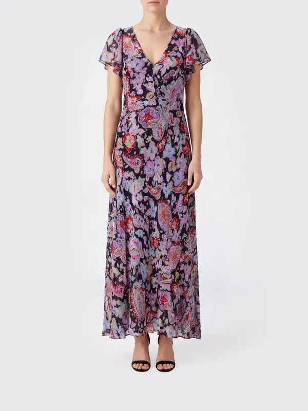Rixo Printed Viscose Long Dress - Pink