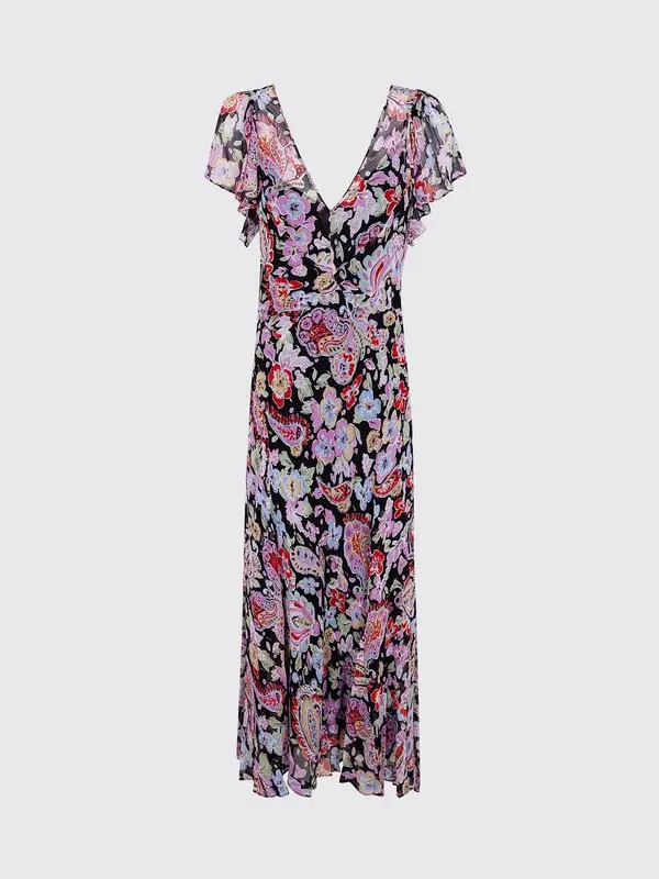 Rixo Printed Viscose Long Dress - Pink