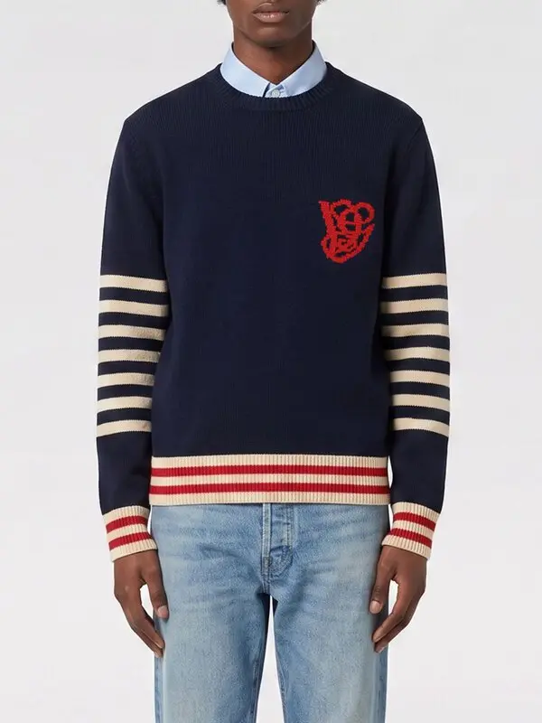 Valentino Garavani Crew Neck Striped Wool Sweater