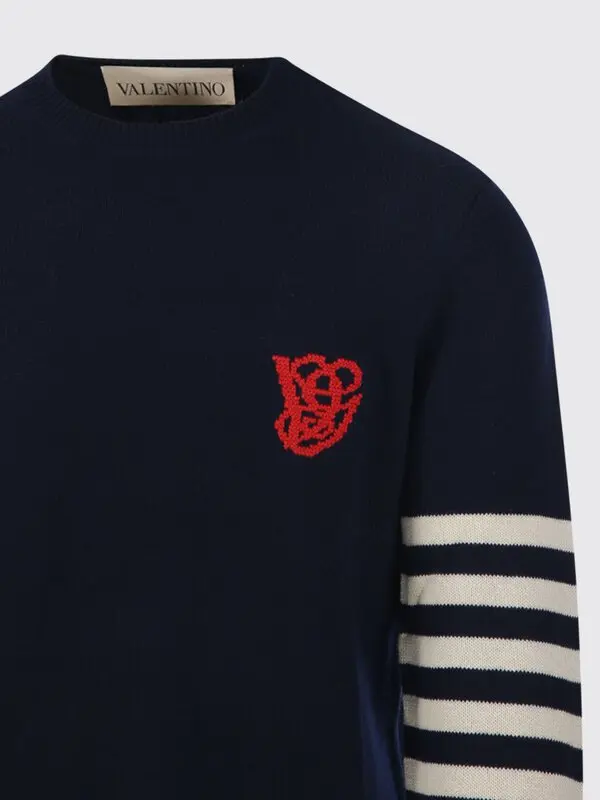 Valentino Garavani Crew Neck Striped Wool Sweater