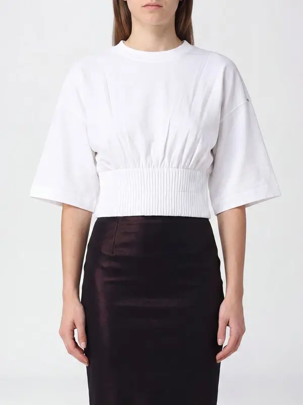 Sportmax Cropped T-shirt With Ribbed Waistband - White