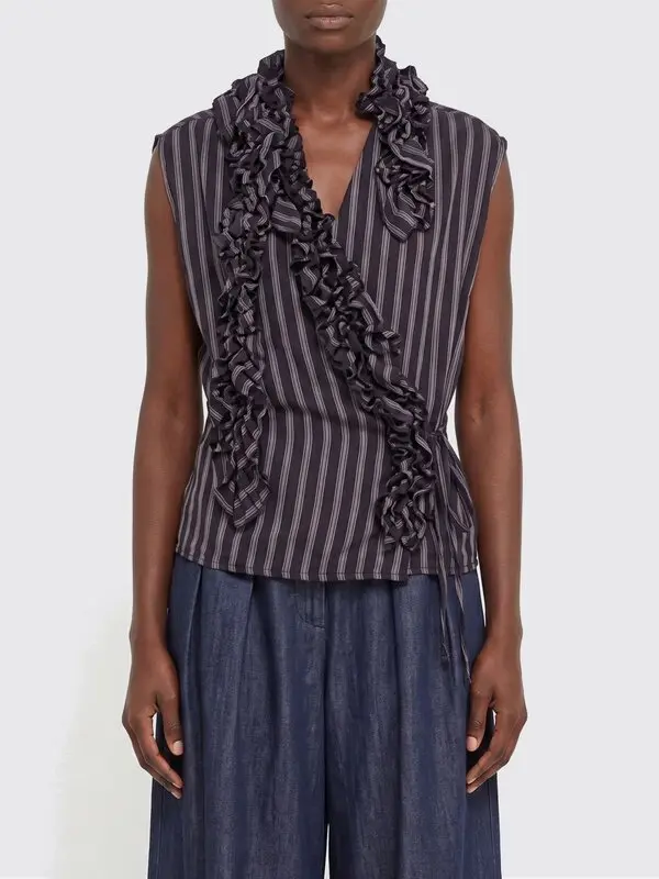 Dries Van Noten Striped Ruffled Blouse
