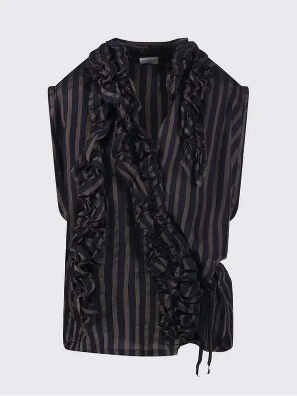 Dries Van Noten Striped Ruffled Blouse