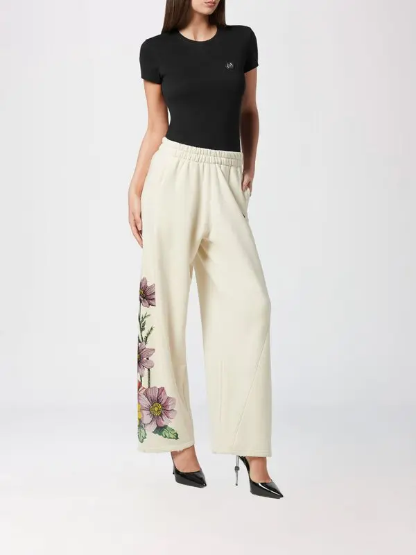 Philipp Plein Cotton Jogging Pants With Floral Embroidery