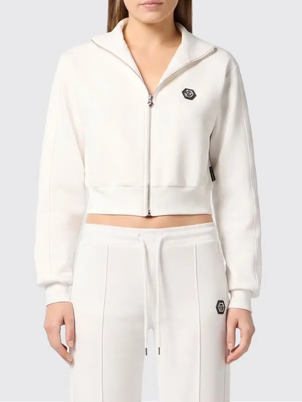Philipp Plein Cropped Cotton Hoodie - White