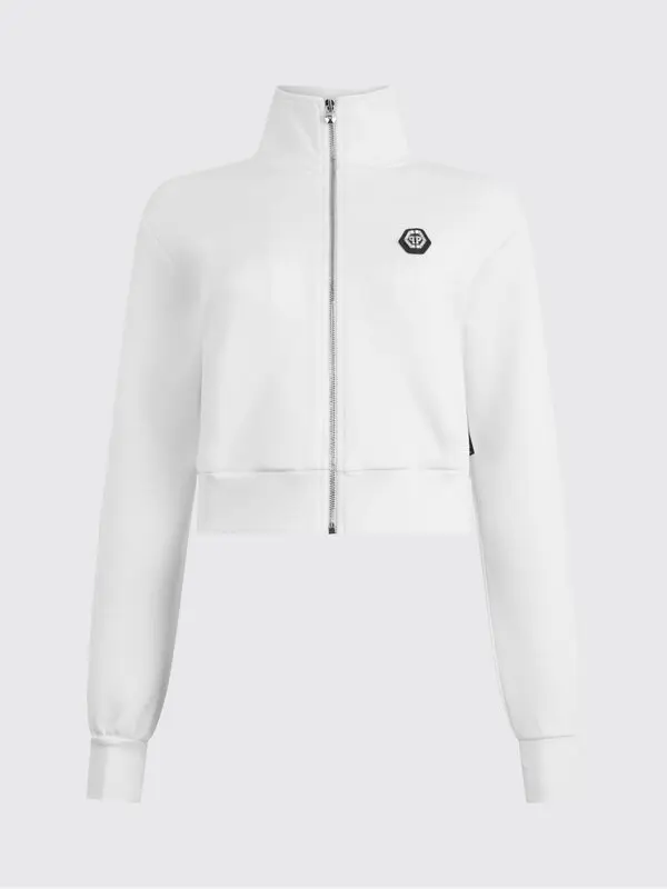 Philipp Plein Cropped Cotton Hoodie - White