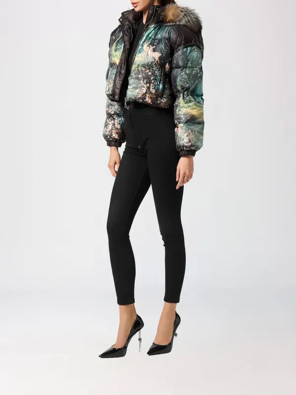 Philipp Plein Padded Jacket With Woodland Print And Fur Trim