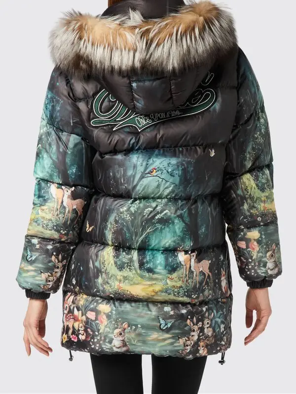Philipp Plein Fairy" Printed Nylon Down Jacket With Fur Trimmed Hood