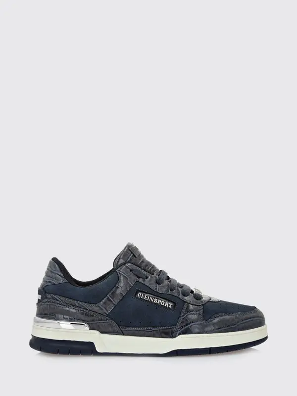 PLEIN SPORT Suede And Crocodile Print Leather Sneakers - Turquoise