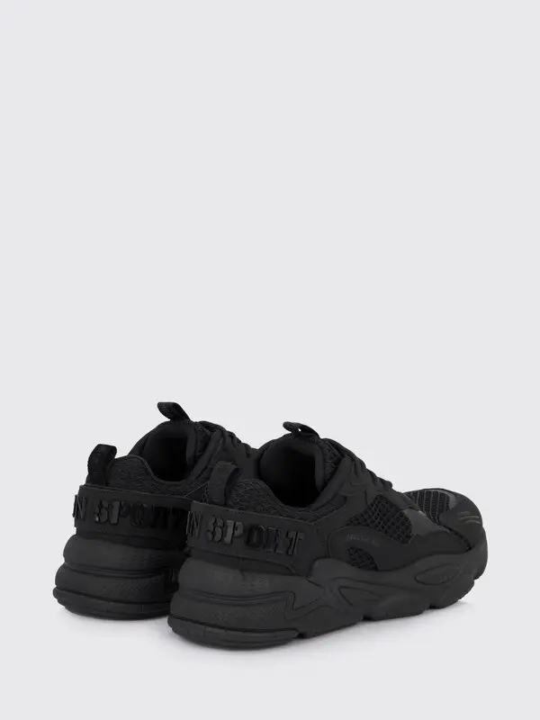 PLEIN SPORT Track-king Leather And Mesh Sneakers - Black