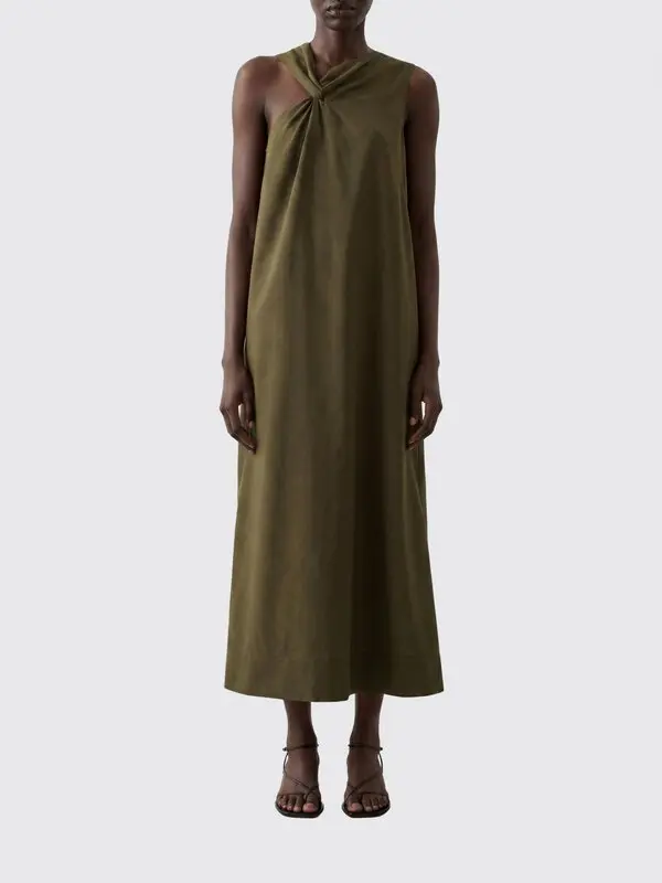 Soeur Emna Midi Dress In Viscose Blend - Kaki