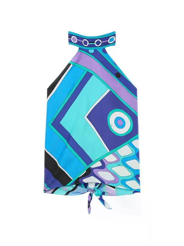 Emilio Pucci Vivara Print Halterneck Top - Blue