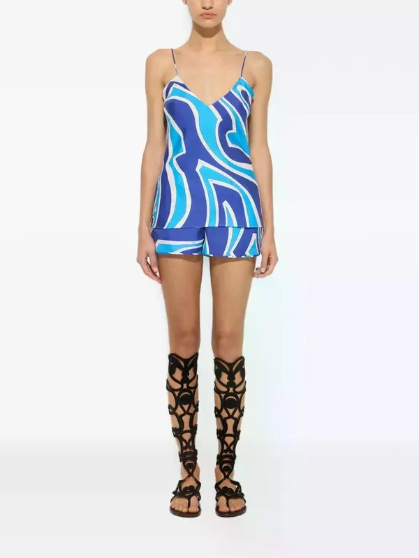 Emilio Pucci Labirinto Print Camisole Top - Blue