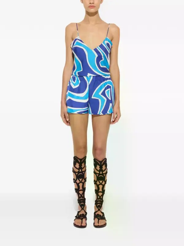 Emilio Pucci Silk Iride Print Shorts - Blue