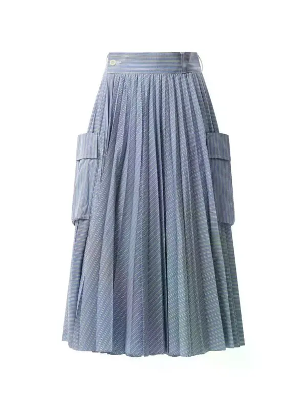 Sacai Striped Pleated Skirt - Blue
