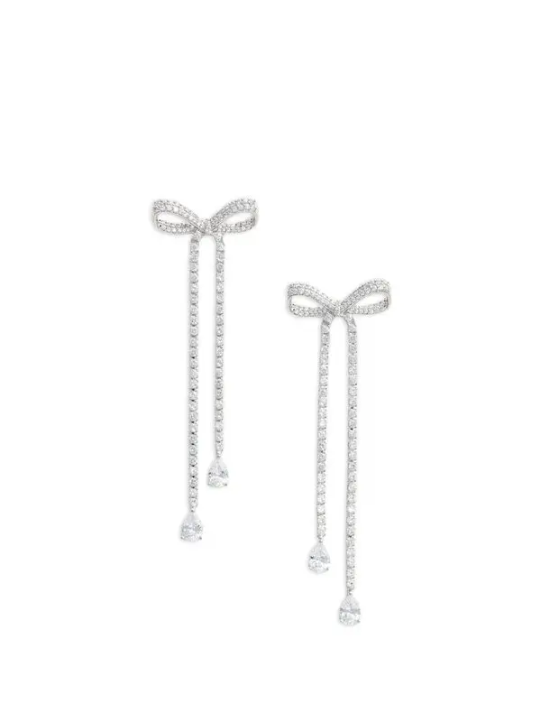 SELF-PORTRAIT Crystal Embellished Bow Detail Drop Earrings