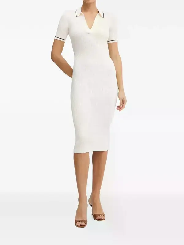 Armani Exchange Cable-knit Polo Midi Dress