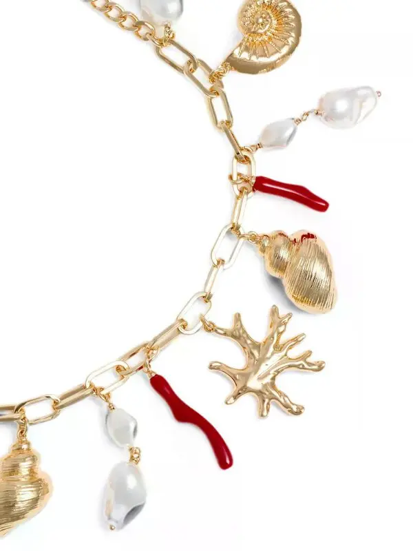 SELF-PORTRAIT Pearl And Coral Charms Bracelet - Gold