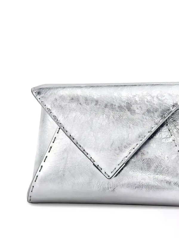 Tyler Ellis Small Lee Pouchet Leather Clutch Bag - Silver