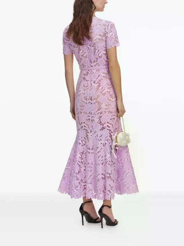 SELF-PORTRAIT Lace Midi Dress - Purple