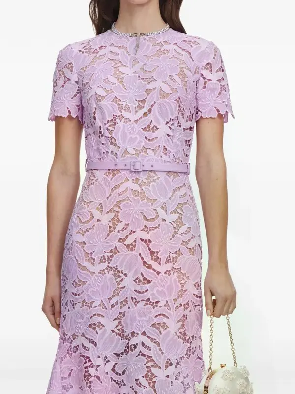 SELF-PORTRAIT Lace Midi Dress - Purple