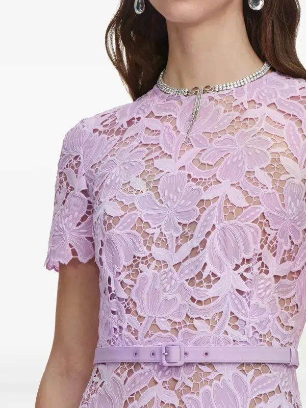 SELF-PORTRAIT Lace Midi Dress - Purple