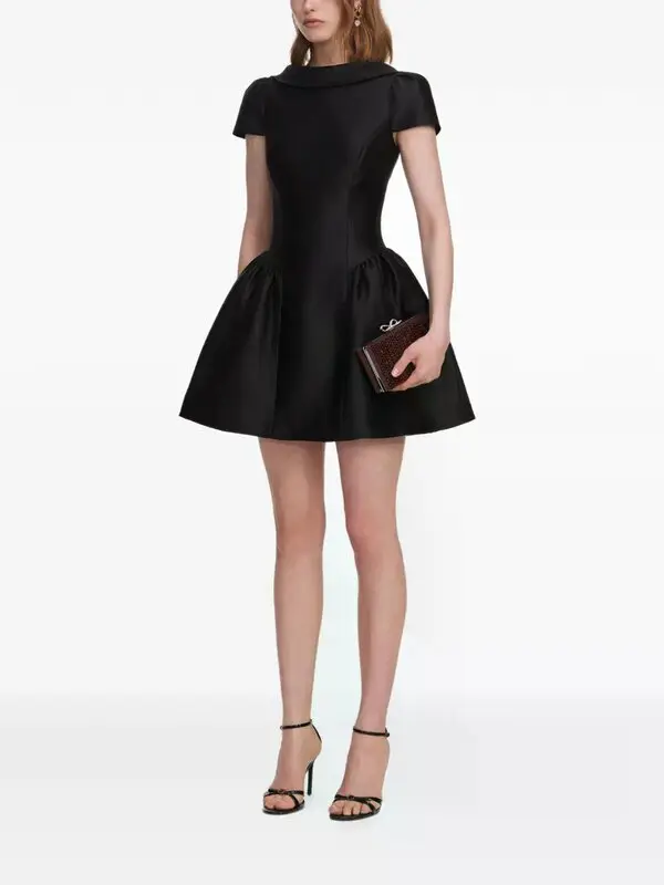 SELF-PORTRAIT Dropped-waistline A-line Mini Dress - Black