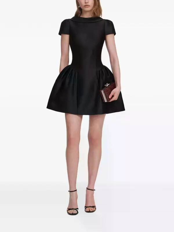 SELF-PORTRAIT Dropped-waistline A-line Mini Dress - Nero