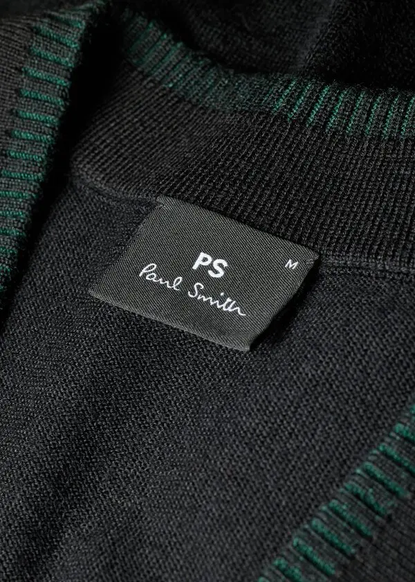 Paul Smith Merino Wool Cardigan With Contrast Collar