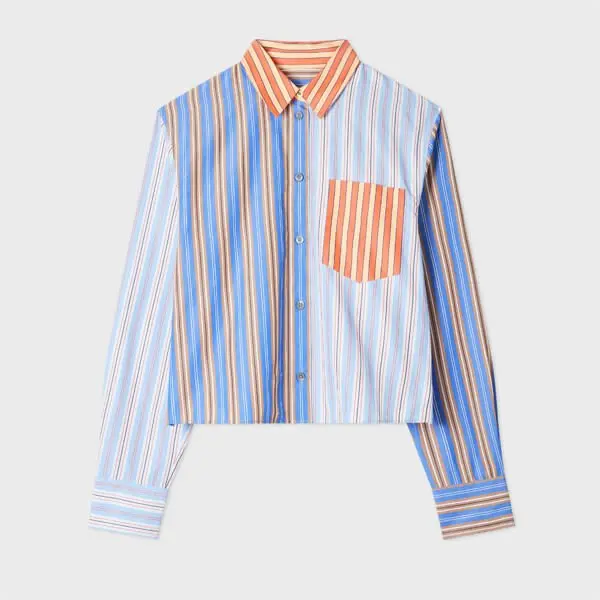 Paul Smith Cropped Shirt With Mix Up Stripe