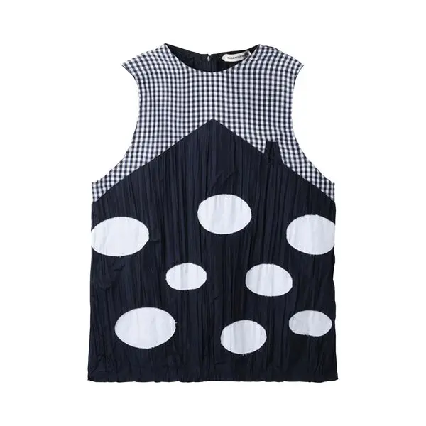 NAMACHEKO Sleeveless Top With Polka Dot And Gingham Print
