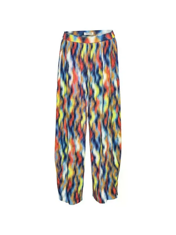 Henrik Vibskov Wavy Cubes Print Plissé Effect Palazzo Pants - Blue