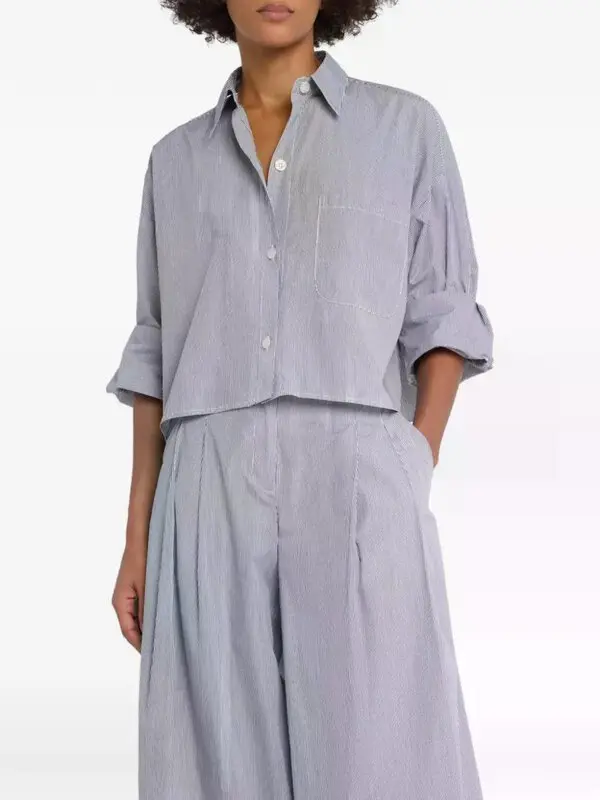 TWP Striped Cropped Shirt