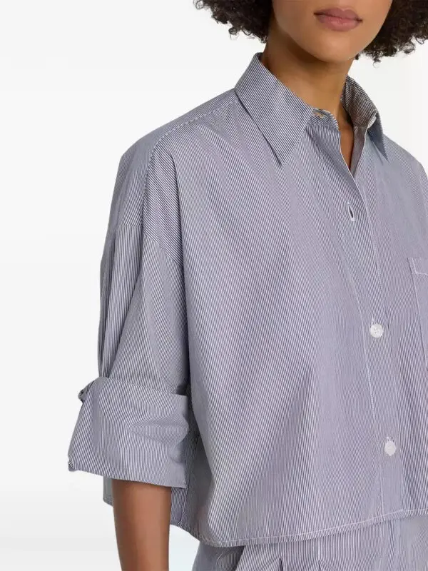 TWP Striped Cropped Shirt