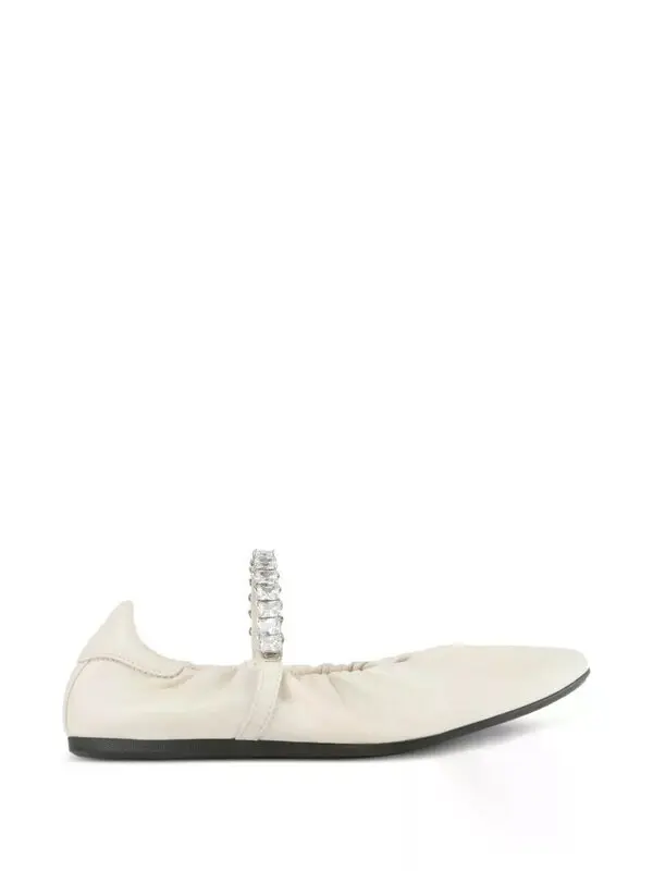 JIMMY CHOO Jade Ballerina Flats With Crystal Strap - Neutrals
