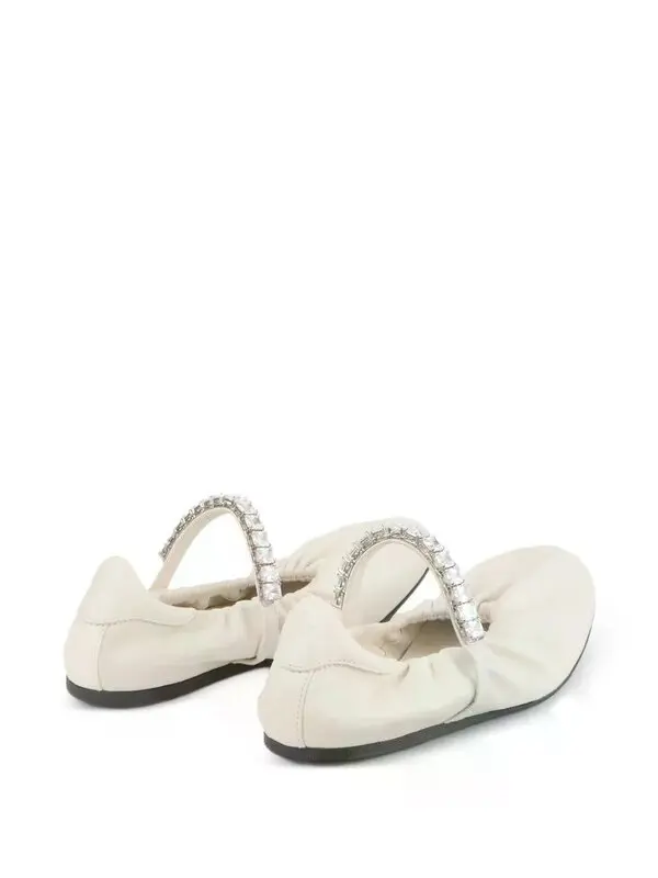 JIMMY CHOO Jade Ballerina Flats With Crystal Strap - Neutrals