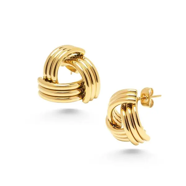 NIALAYA JEWELRY Plated Stainless Steel Knotted Hoop Earrings - Gold