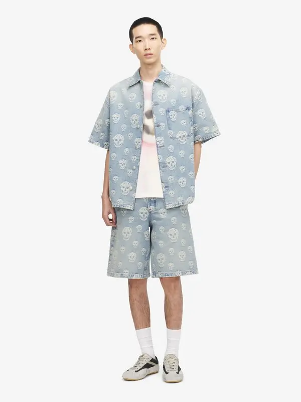 Alexander McQueen Skull Jacquard Denim Shorts