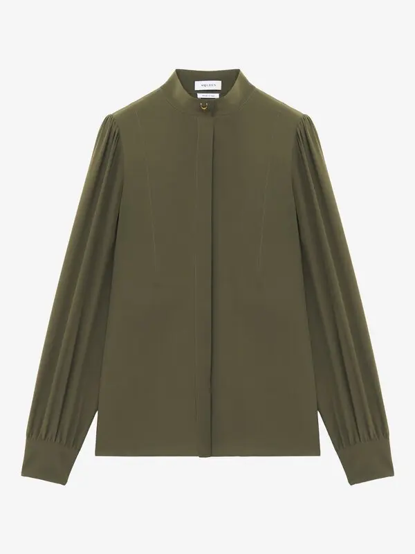 Alexander McQueen Wishbone Silk Crêpe De Chine Shirt - Green