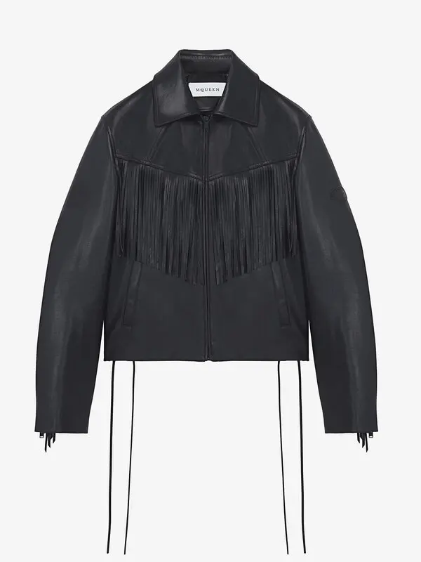 Alexander McQueen Fringe Leather Jacket - Black