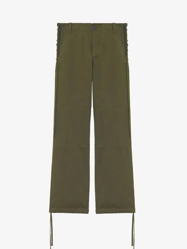 Alexander McQueen Lace-up Cotton Twill Trousers - Green