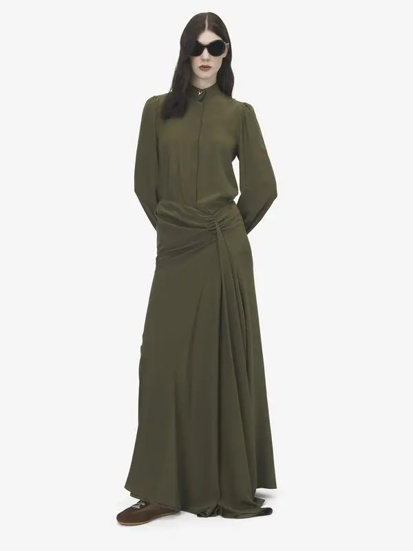 Alexander McQueen Asymmetric Waist Maxi Skirt - Green
