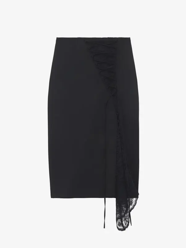 Alexander McQueen Corset Lacing Detail Pencil Skirt - Black