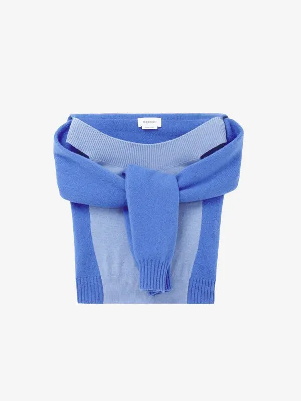 Alexander McQueen Wool Cashmere Trompe-l'ail Knit Top - Blue