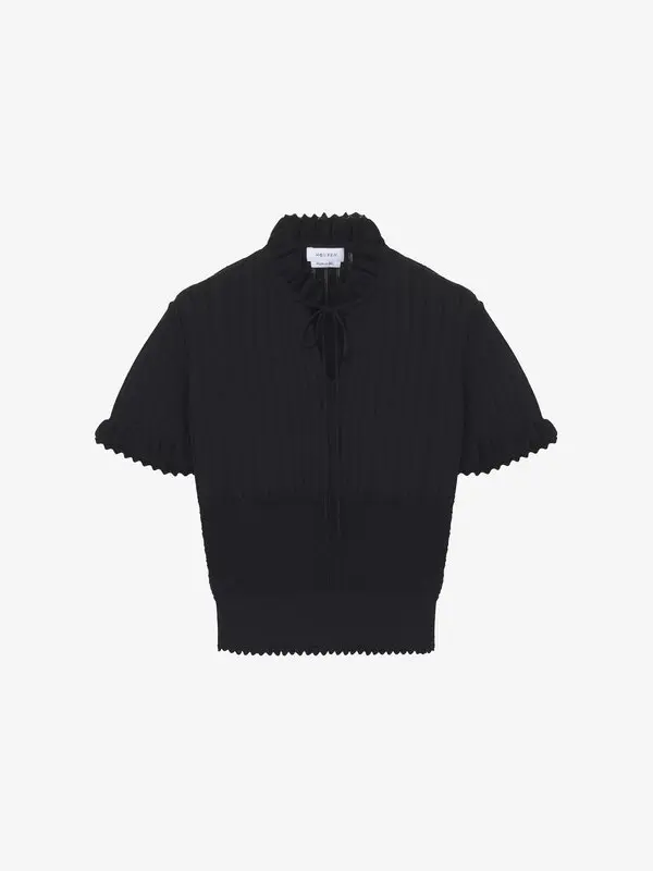 Alexander McQueen Viscose Blend Pointelle Knit Top - Black