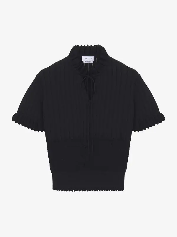 Alexander McQueen Viscose Blend Pointelle Knit Top - Black
