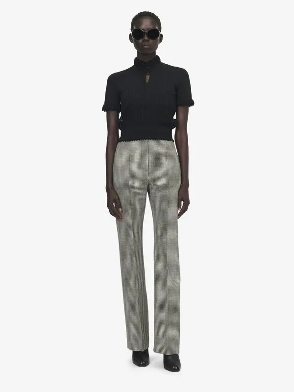 Alexander McQueen Viscose Blend Pointelle Knit Top - Black
