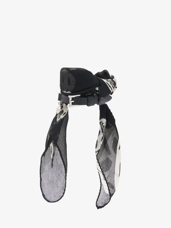 Alexander McQueen Skull Scarf Double Wrap Bracelet - Black/white